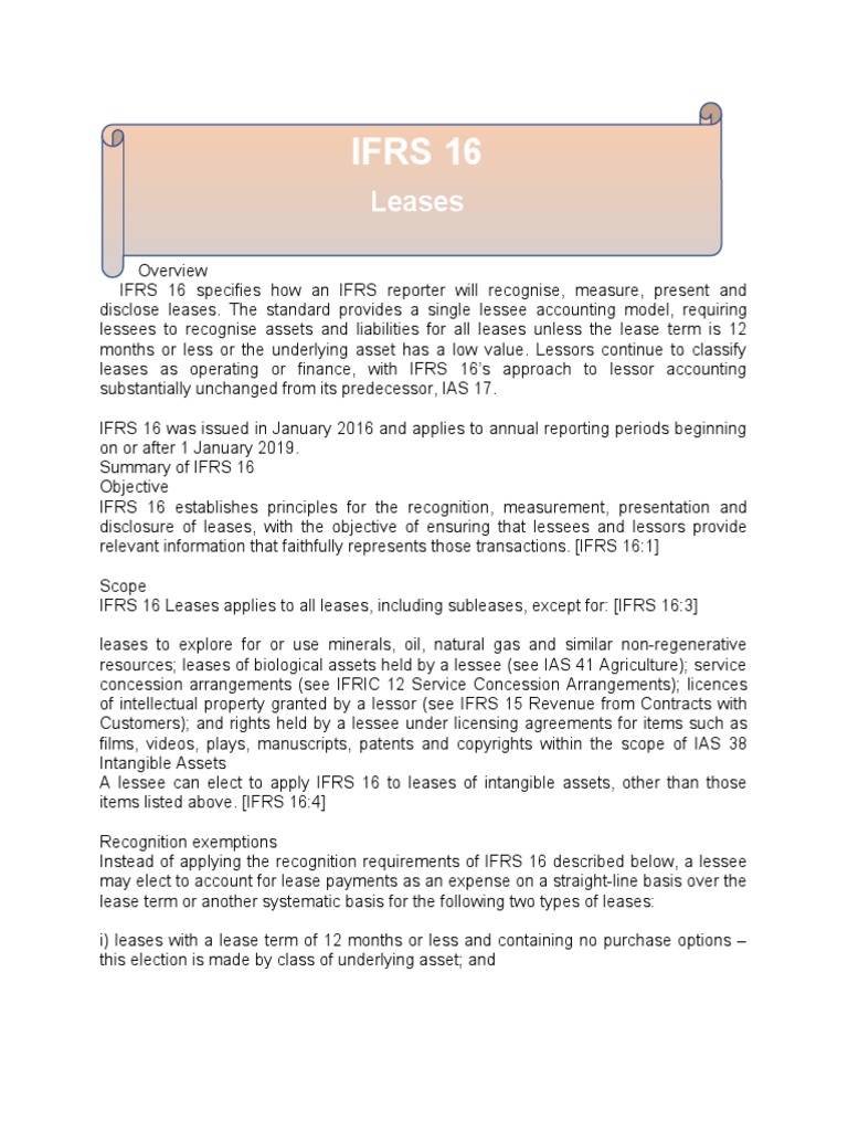 Ifrs 16 | PDF | Lease | International Financial Reporting Standards