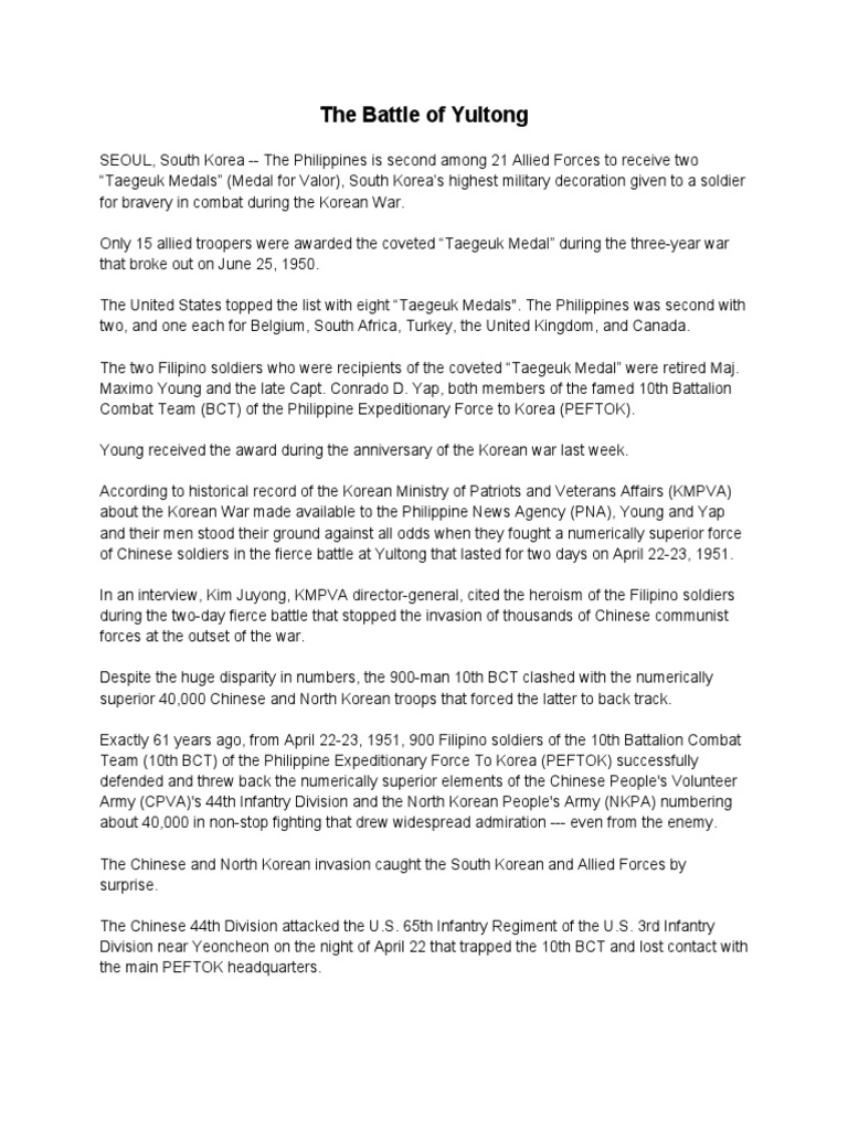 The Battle of Yultong | PDF | Korean War | Battles