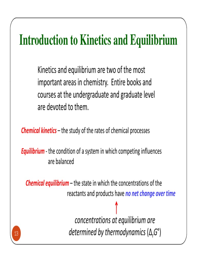 Introduction To Kinetics and Equilibrium: Concentrations at Equilibrium ...