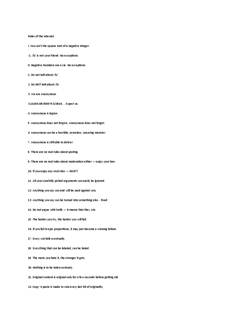 Rules of The Internet | PDF