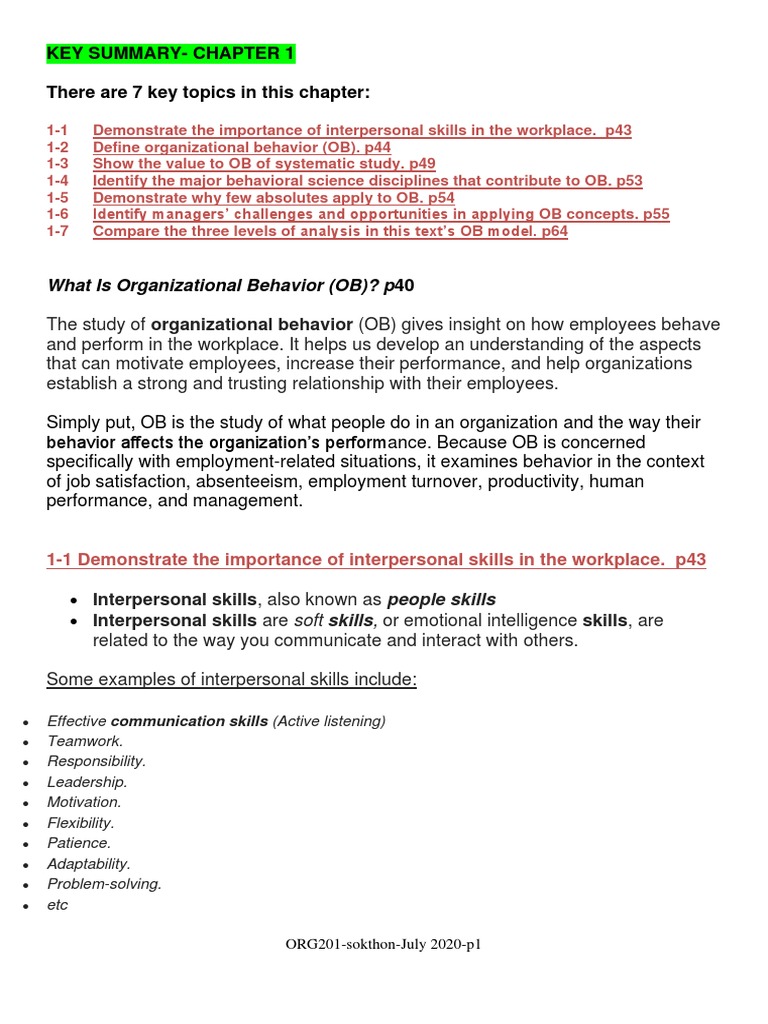 Key Summary-Chapter 1 There Are 7 Key Topics in This Chapter | PDF ...
