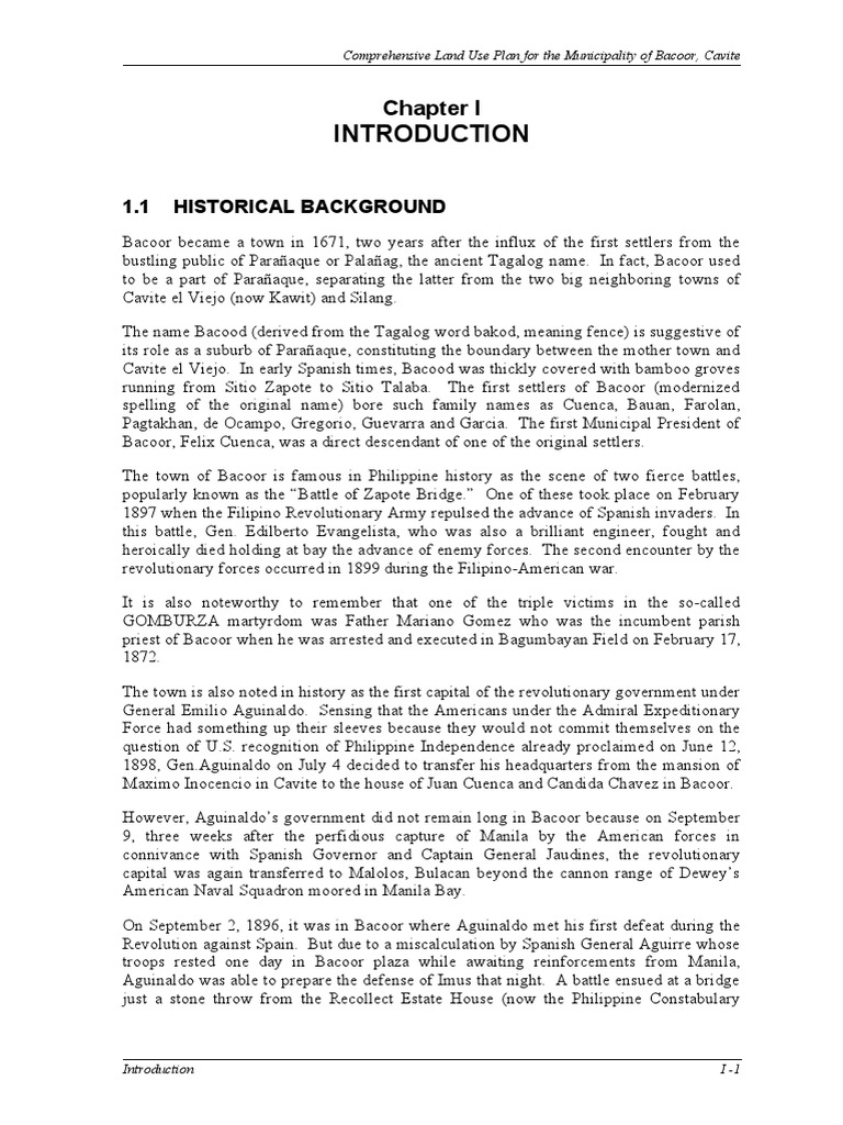 BACOOR CLUP Chap1-Introduction | PDF | Philippines | Armed Conflict