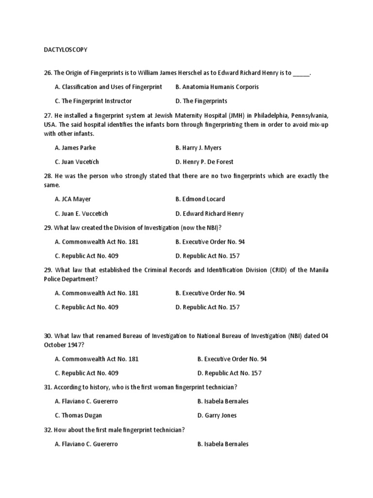 Dactyloscopy Reviewer 2 | PDF | Fingerprint | Nature