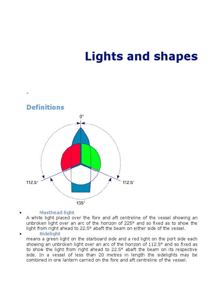 Vessel Lights and Shapes Guide | PDF | Trawling | Ships