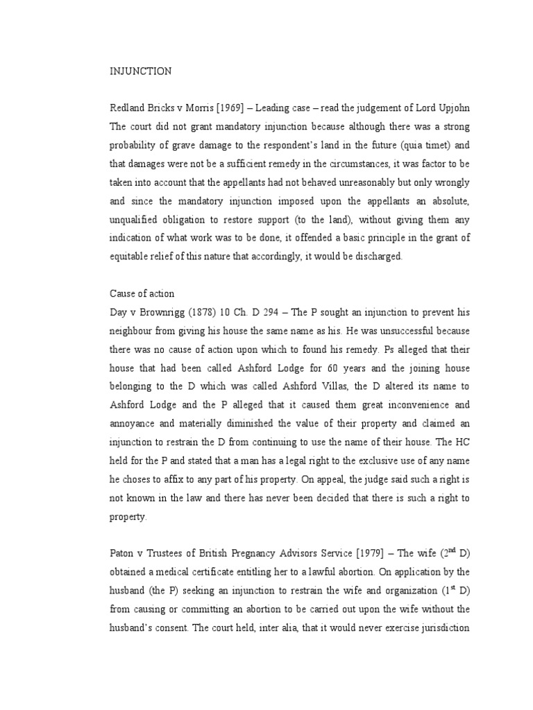 Analysis of Key Cases and Principles Regarding the Granting of ...