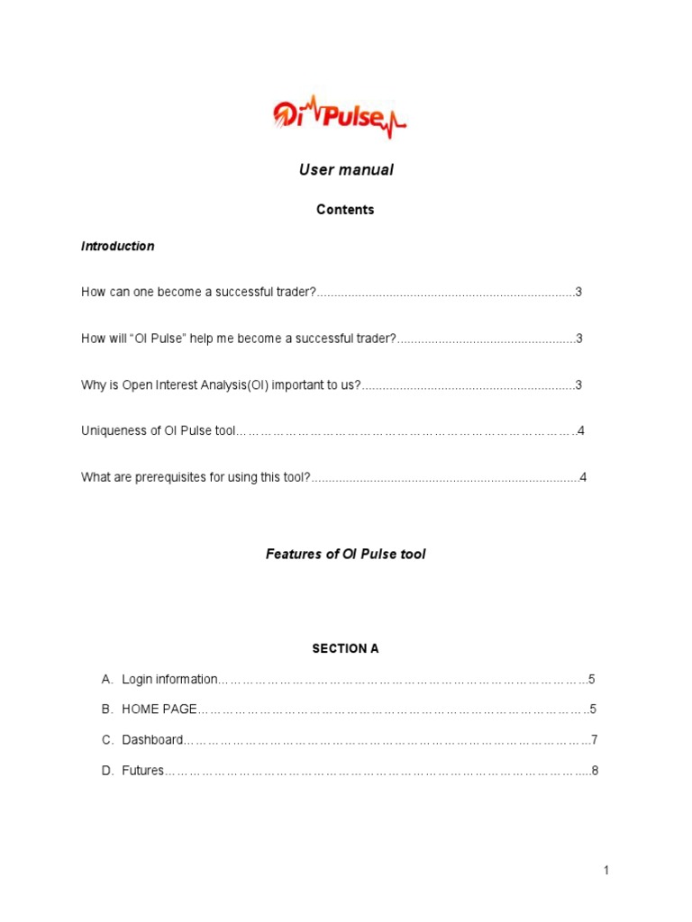 OI Pulse Manual | PDF | Option (Finance) | Vix