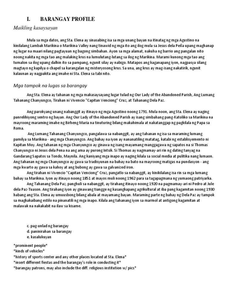 Barangay Profile | PDF
