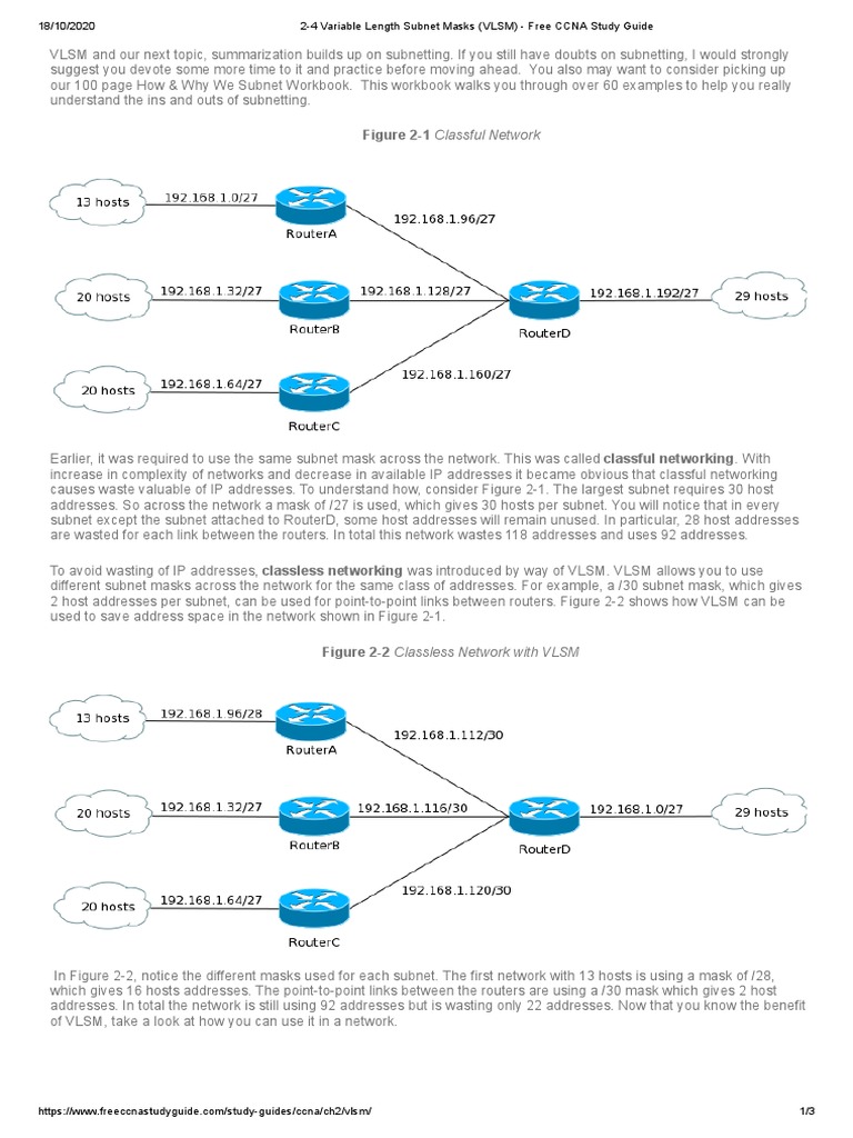 2-4 Variable Length Subnet Masks (VLSM) - Free CCNA Study Guide | PDF | Routing | Communications ...