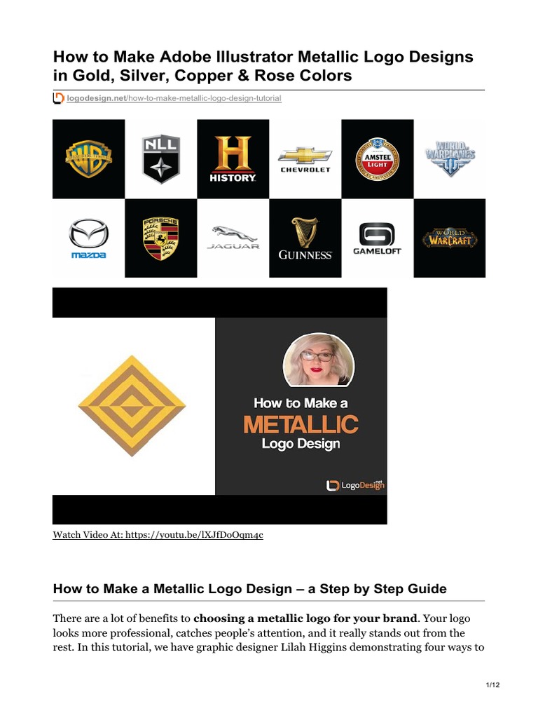 How To Make Adobe Illustrator Metallic Logo Designs in Gold Silver ...
