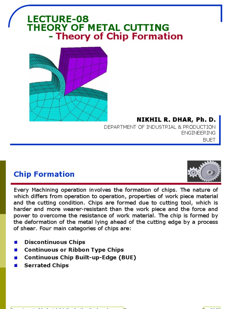 Lecture-08-Theory of Metal Cutting-Theory of Chip Formation | Download ...