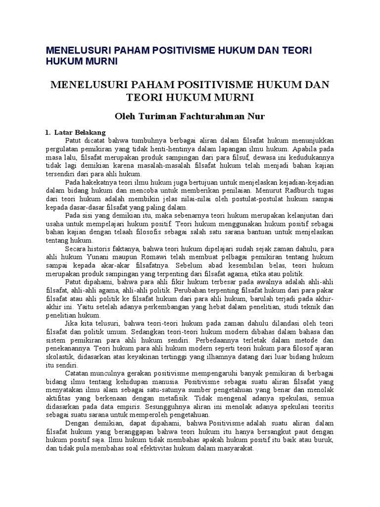 Positivisme & Teori Hukum Murni | PDF