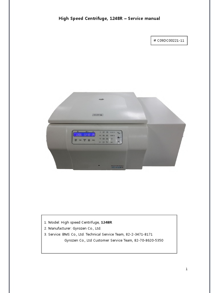 High Speed Centrifuge, 1248R - Service Manual | PDF | Electric Motor ...