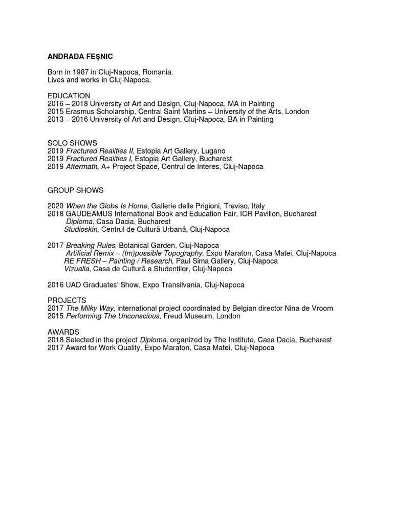 Andrada Fe Șnic: Diploma, Casa Dacia, Bucharest Studioskin, Centrul de ...