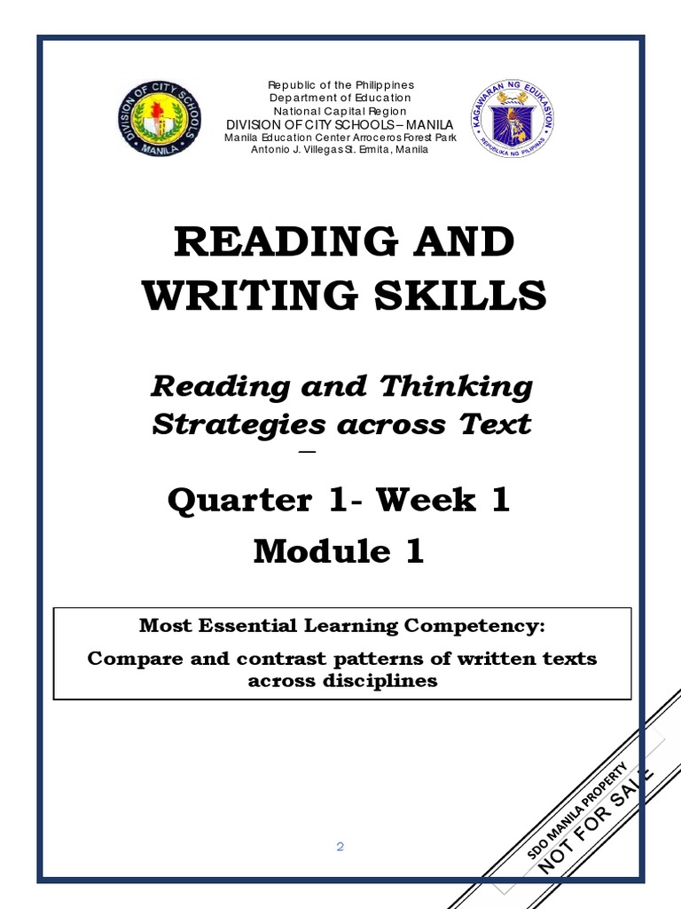 READING AND WRITING - Q1 - W1 - Mod1 | PDF | Brainstorming | Reading Comprehension