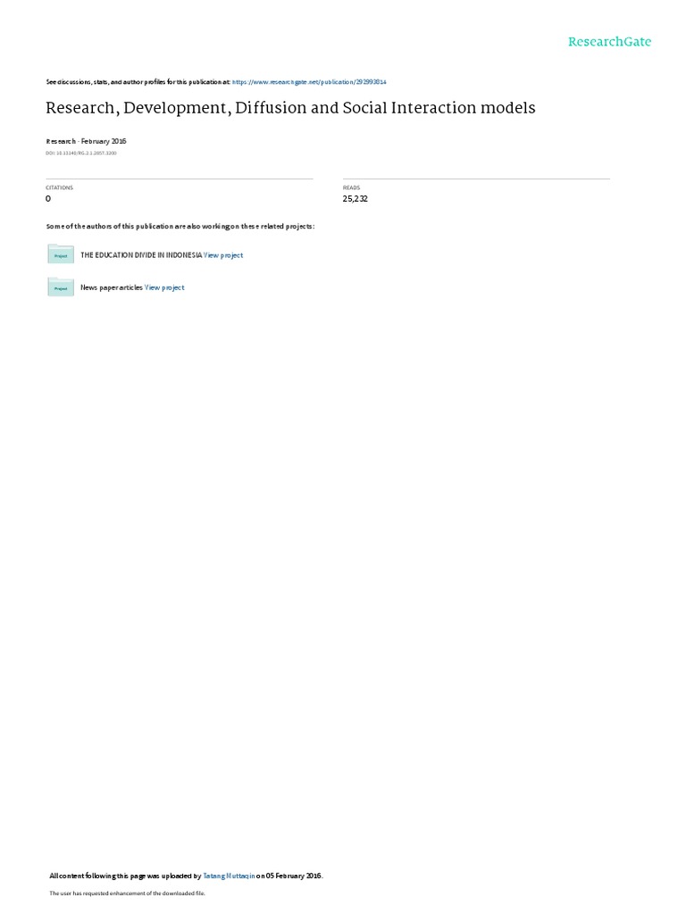 Research, Development, Diffusion and Social Interaction Models | PDF ...