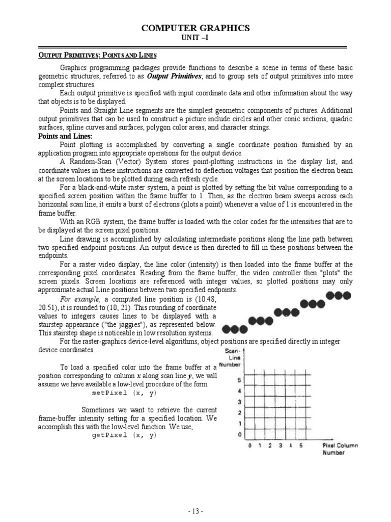 Computer Graphics: Unit - I O P: P L | PDF | Ellipse | Typefaces