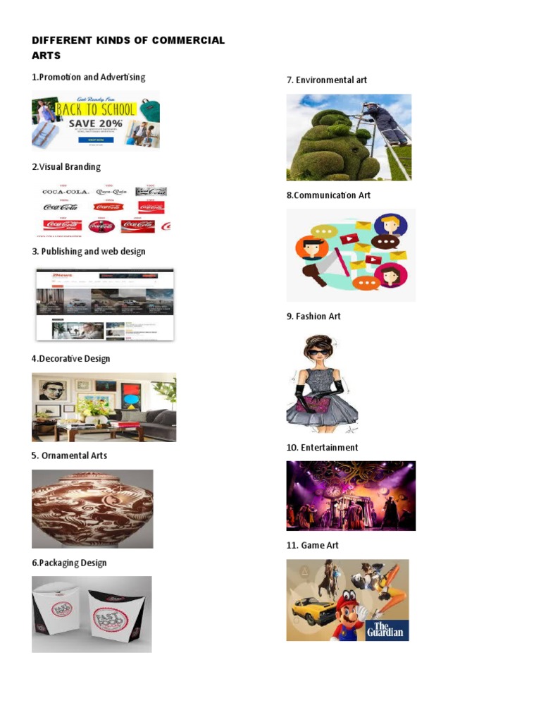 Different Kinds of Commercial Arts | PDF