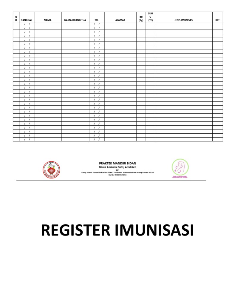 Register Imunisasi | PDF