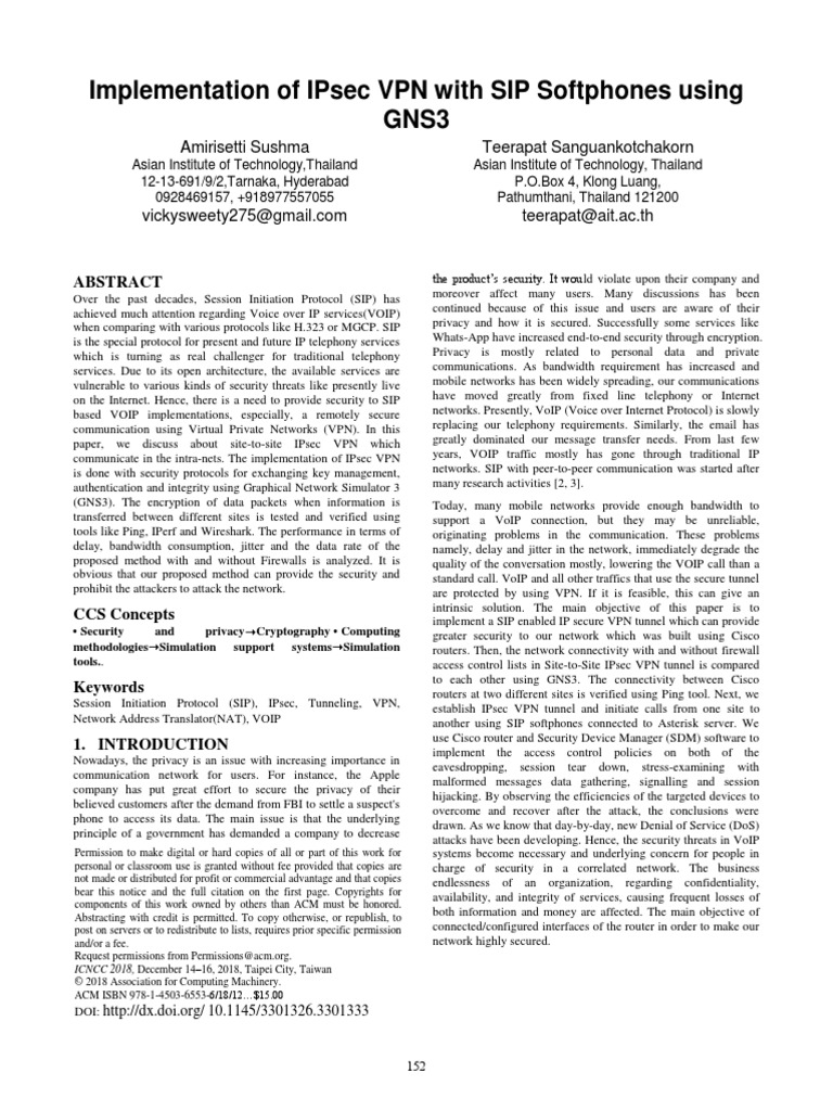 Implementation of SIP Telephone Over VPN Tunnel | PDF | Virtual Private ...