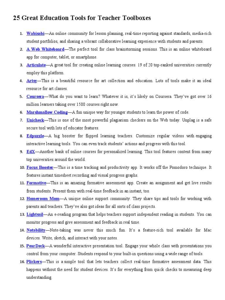 25 Essential Tools for Educators | PDF | Educational Technology | Pedagogy
