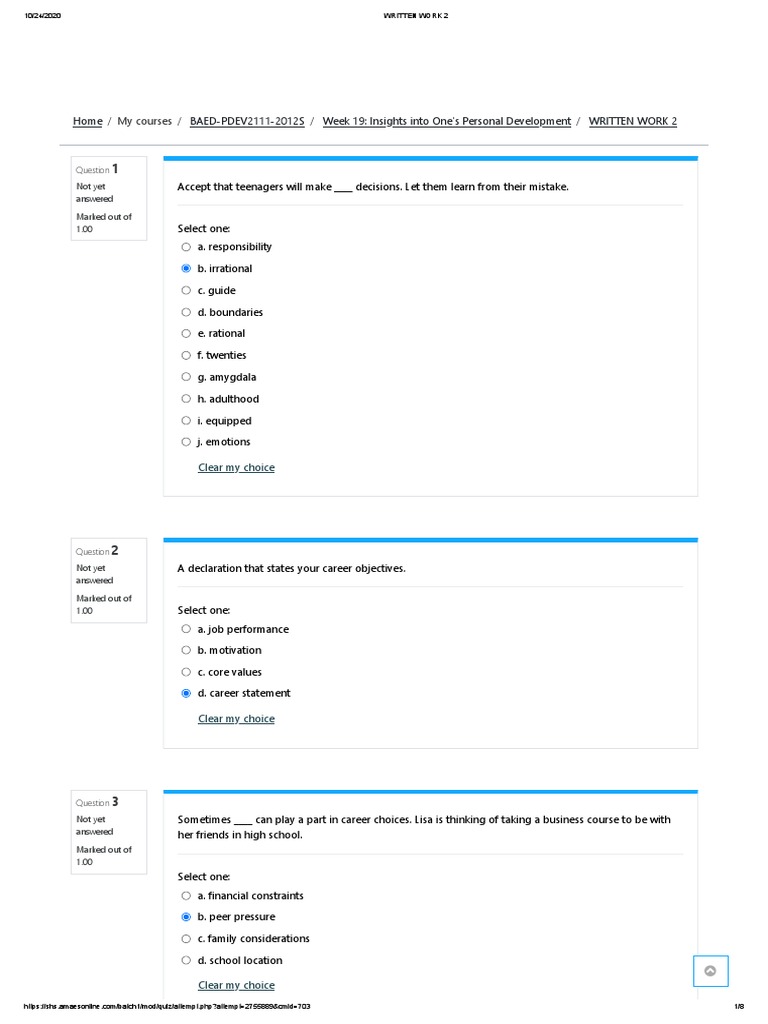 Perdev Written Work 2 (2ND Sem) | PDF | Decision Making | Emotions