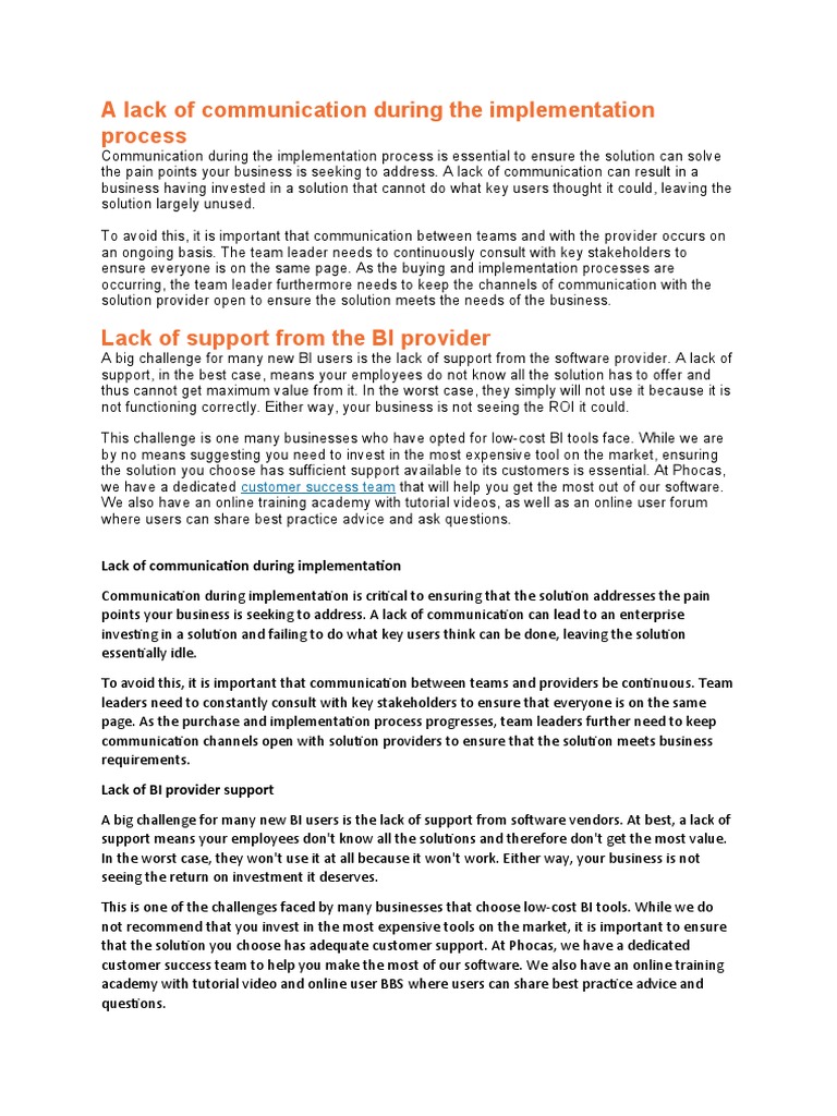 A Lack of Communication During The Implementation Process | PDF | Business