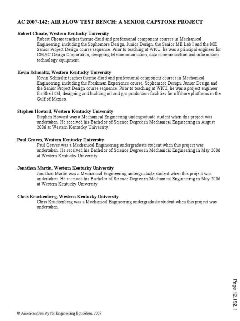 Air Flow Test Bench A Senior Capstone Project | PDF | Flow Measurement ...