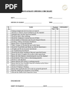 Kitchen Opening and Closing Checklist | PDF | Kitchen Utensil | Kitchen