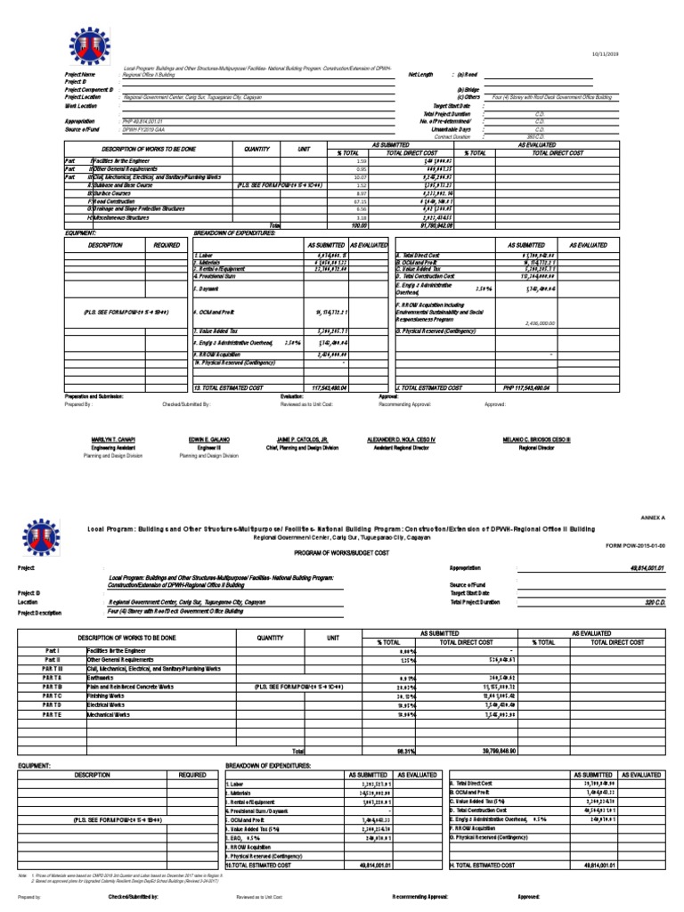 DPWH Ext. BLDG | PDF | Cost | Building Engineering