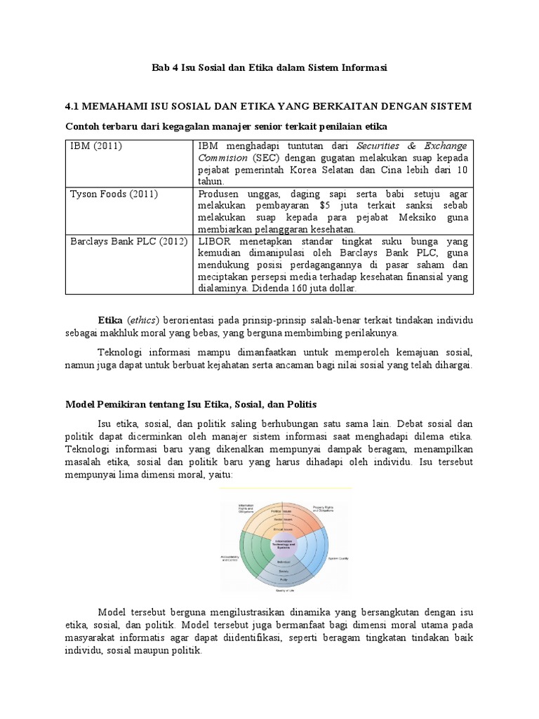 Bab 4 Isu Sosial Dan Etika Dalam Sistem Informasi | PDF