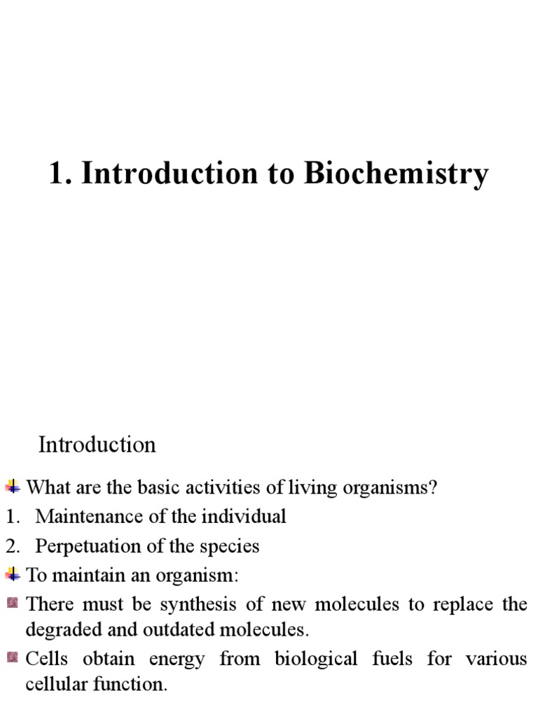 Lecture 1 Biochemistry | PDF | Mitochondrion | Cell (Biology)