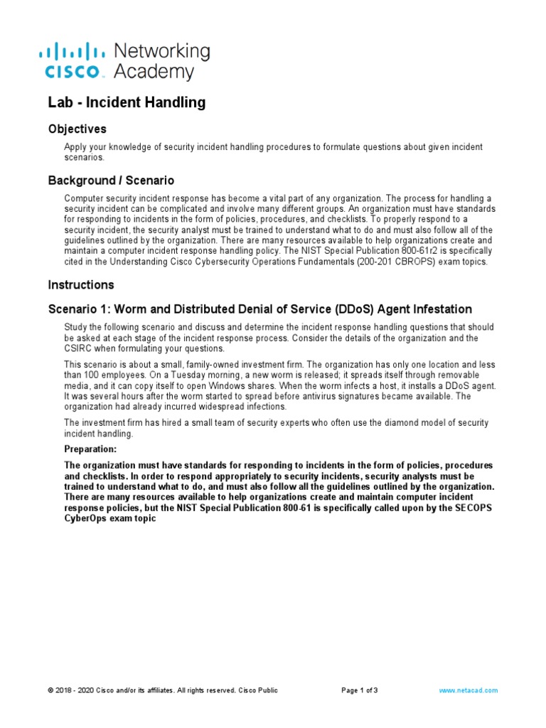 Lab - Incident Handling: Objectives | PDF | Incident Management ...