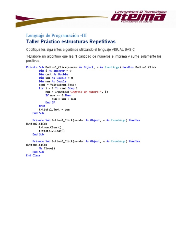 Taller 3 Estructuras Repetitivas | PDF