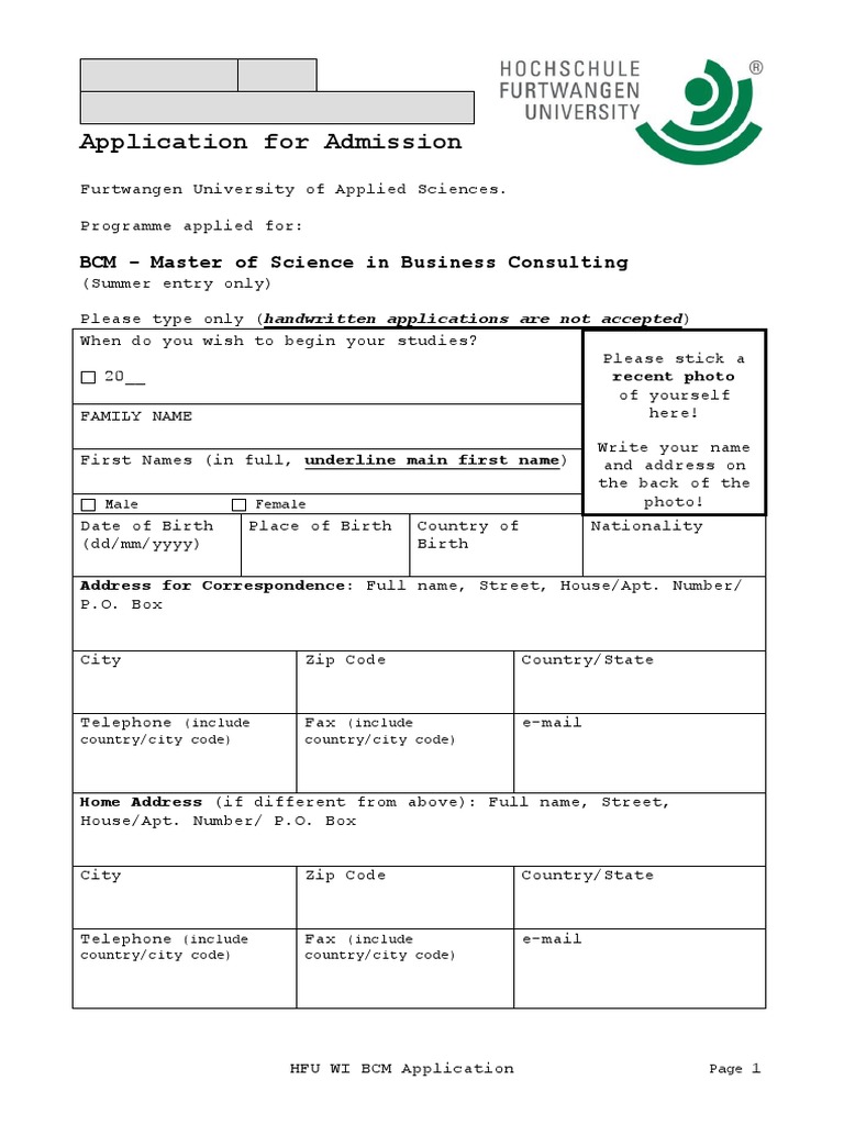 BCM Application Form PDF | PDF | Learning