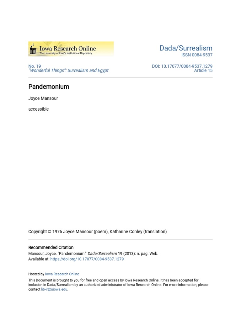 Pandemonium by Joyce Mansour PDF | PDF | Nature
