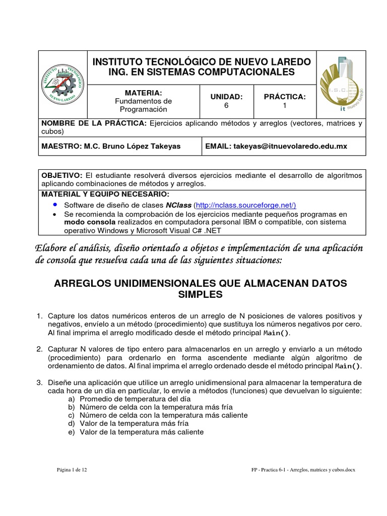 FP - Practica 6-1 - Arreglos, Matrices y Cubos | PDF | Estructura de datos de matriz | C Sharp ...