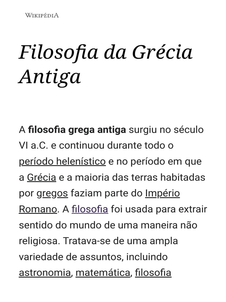 Filosofia da Grécia Antiga – Wikipédia, a enciclopédia livre | PDF ...