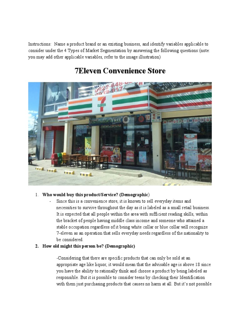 7-Eleven Market Segmentation | PDF | Convenience Store | Market ...