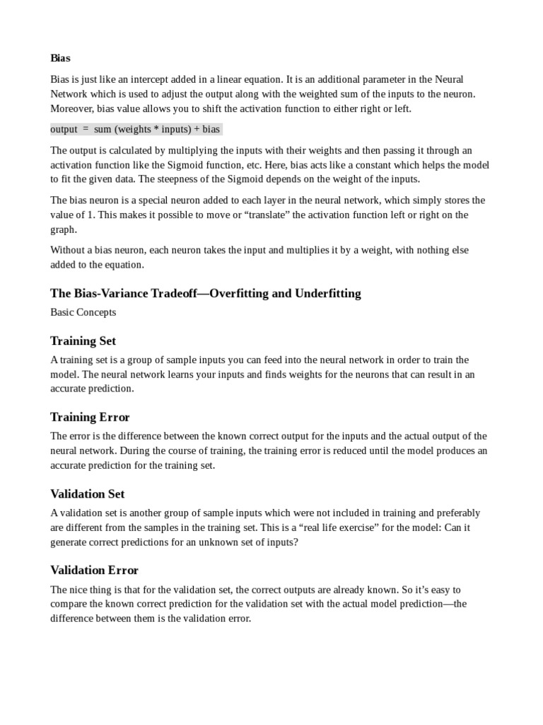Neural Networks Bias | PDF | Artificial Neural Network | Errors And ...