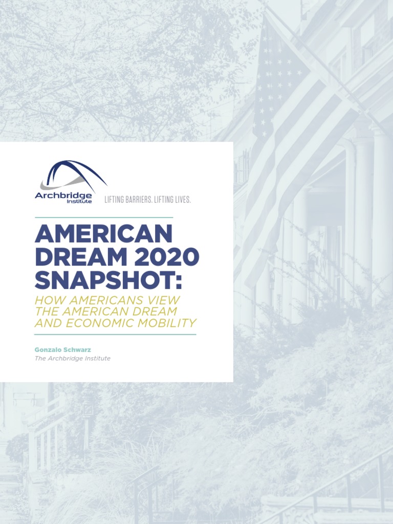 AI AmercianDream2020Snapshot | PDF | Social Mobility | American Dream