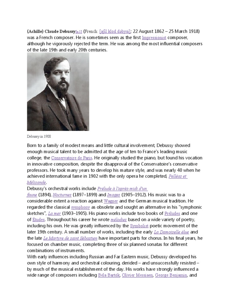 Claude Debussy | PDF | Musical Compositions | Performing Arts