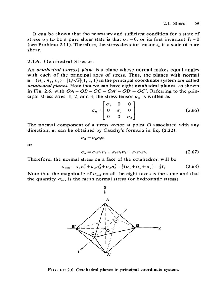 2.1.6. Octahedral Stresses: 2.1. Stress 59 | PDF