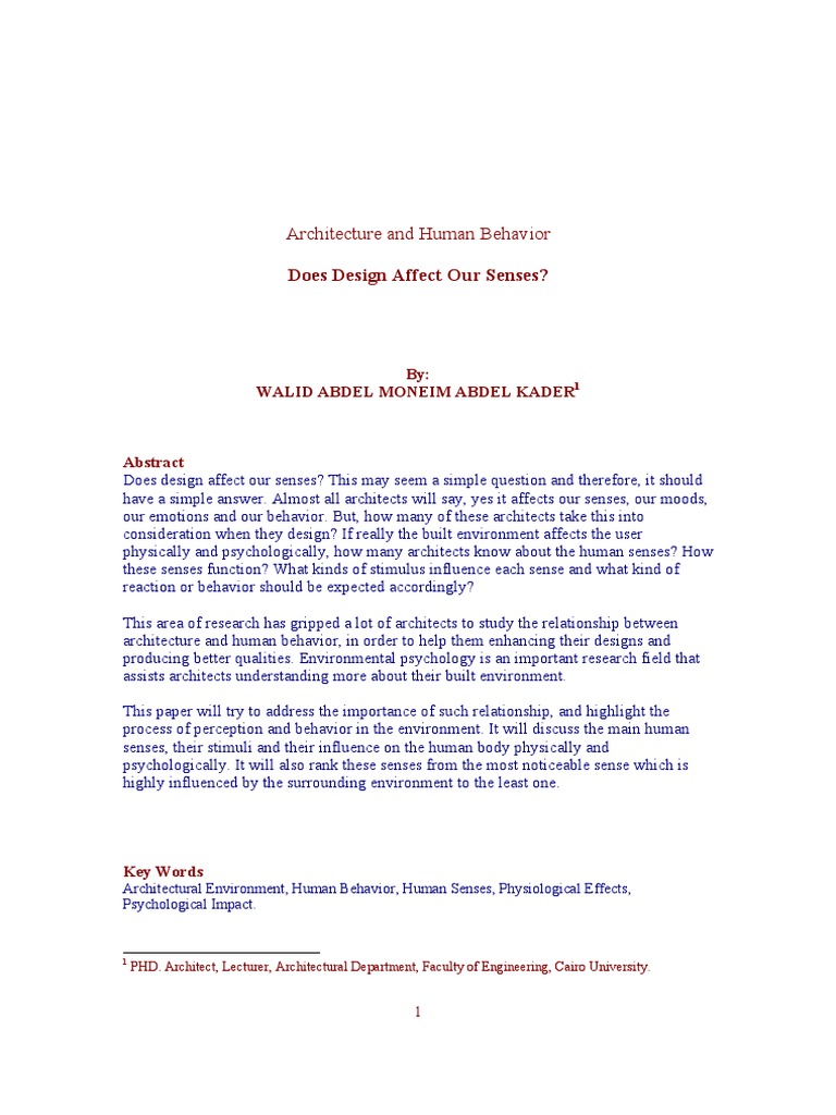 Architecture and Human Behavior: Does Design Affect Our Senses? | PDF ... Architecture and Human Behavior: Does Design Affect Our Senses? | PDF ...