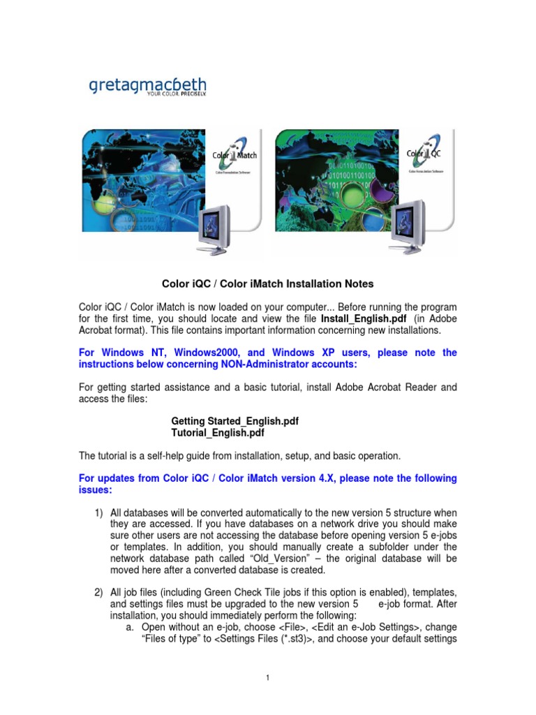 Color Iqc / Color Imatch Installation Notes | PDF | Superuser | Windows ...