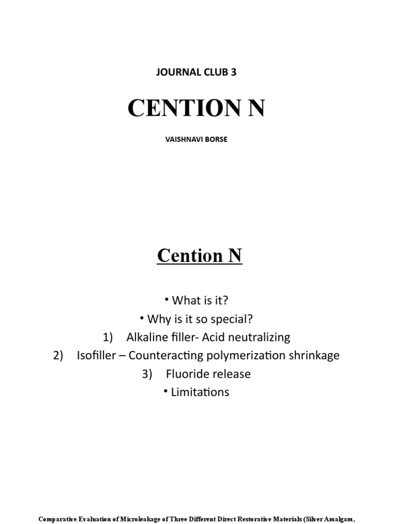 Cention N: Journal Club 3 | PDF | Dentistry | Mouth