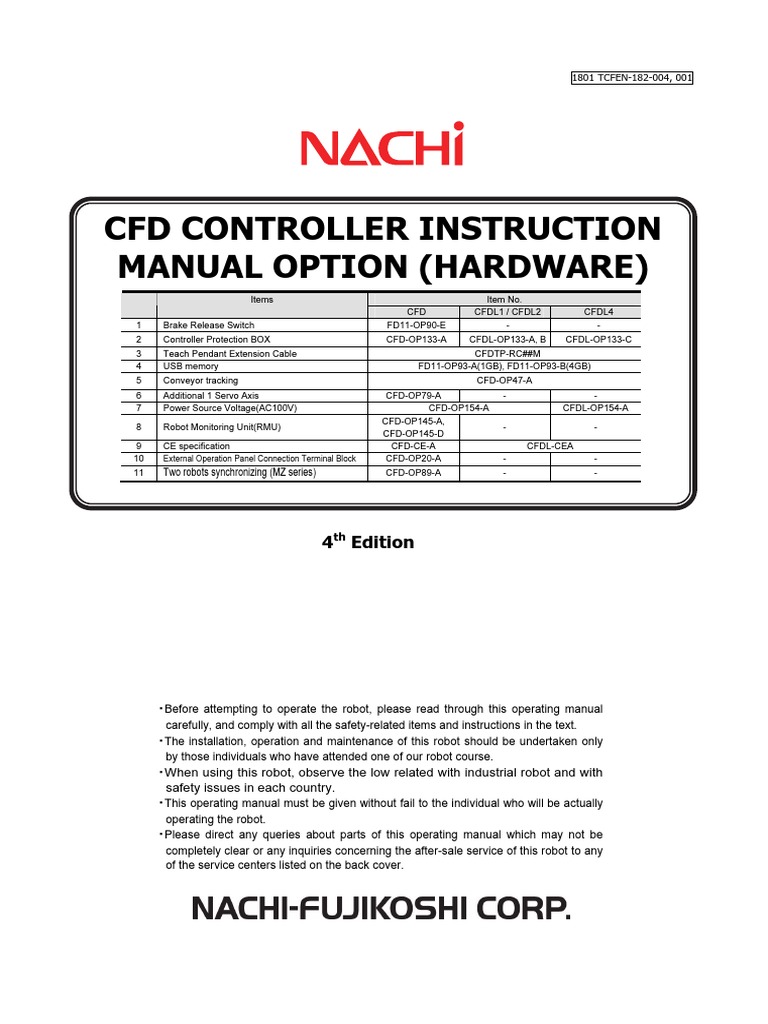 CFD Controller Instruction Manual Option (Hardware) : 4 Edition | PDF | Power Supply ...