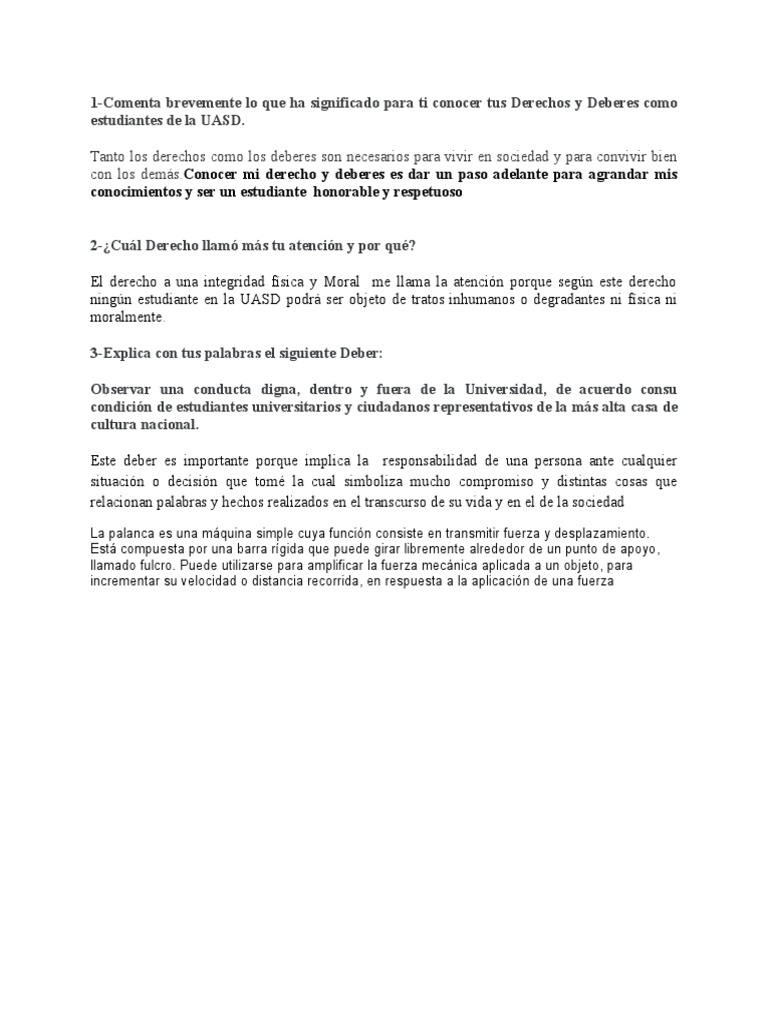 Derechos y Deberes de Estudiantes UASD | PDF