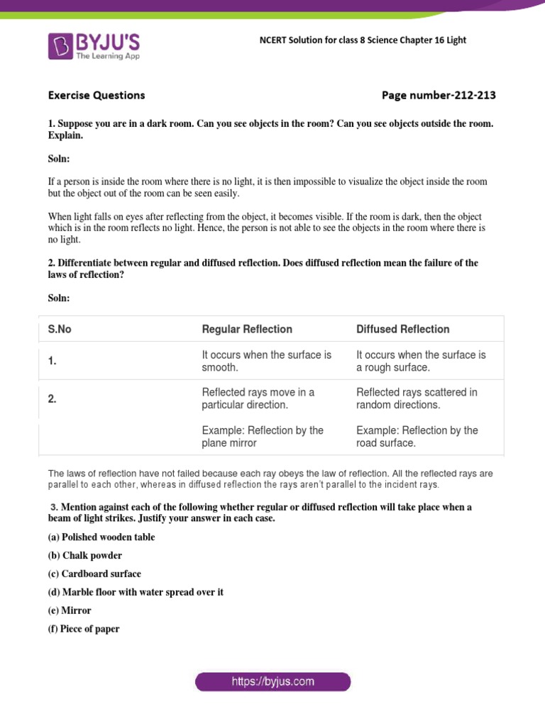NCERT Solutions For Class 8 Science Chapter 16 | PDF | Reflection ...