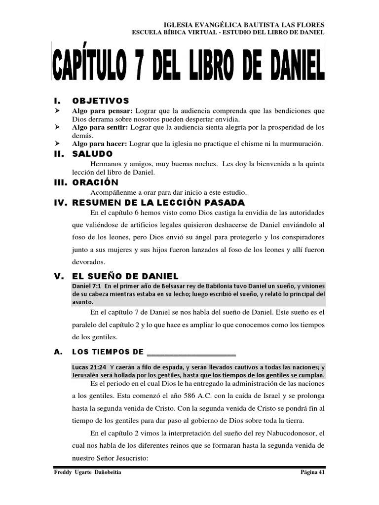 Capítulo 7 Del Libro de Daniel. Alumno | PDF | antecristo | Daniel (figura bíblica)