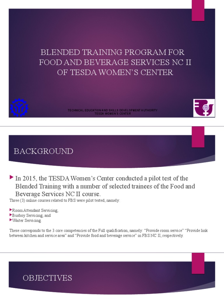 Blended Training Program For Food and Beverage Services NC Ii of Tesda ...